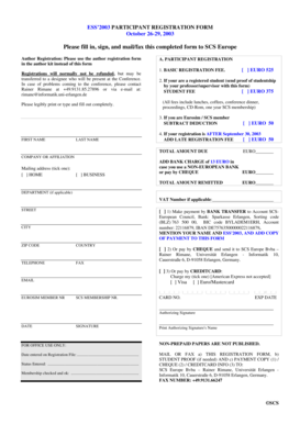 Fillable Online ESS'2003 REGULAR PAPER REGISTRATION FORM Fax Email ...