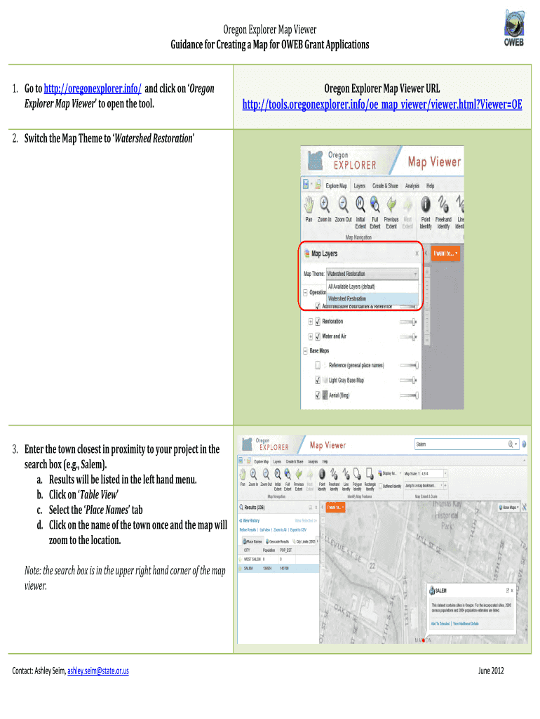 Fillable Online Guidance for Creating a Map for OWEB Grant Applications ...