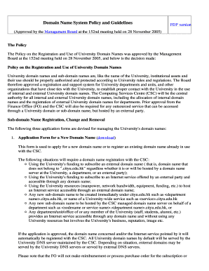 Fillable Online Policy on the Registration and Use of University Domain ...