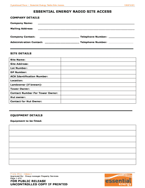 Fillable Online Access Form - Essential Energy Fax Email Print - pdfFiller
