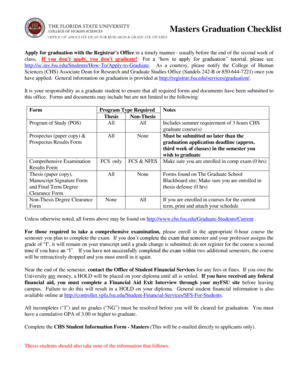 Fillable Online Masters Graduation Checklist - College of Human ...