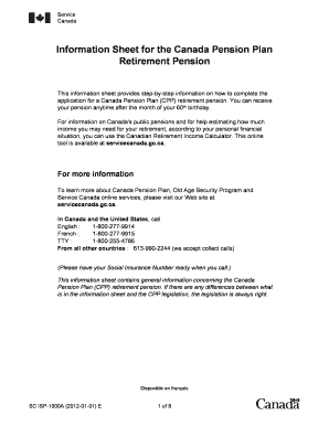 Fillable Online servicecanada gc information sheet for the canada ...