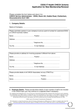 Fillable Online CESG IT Health CHECK Scheme. Application for New ...