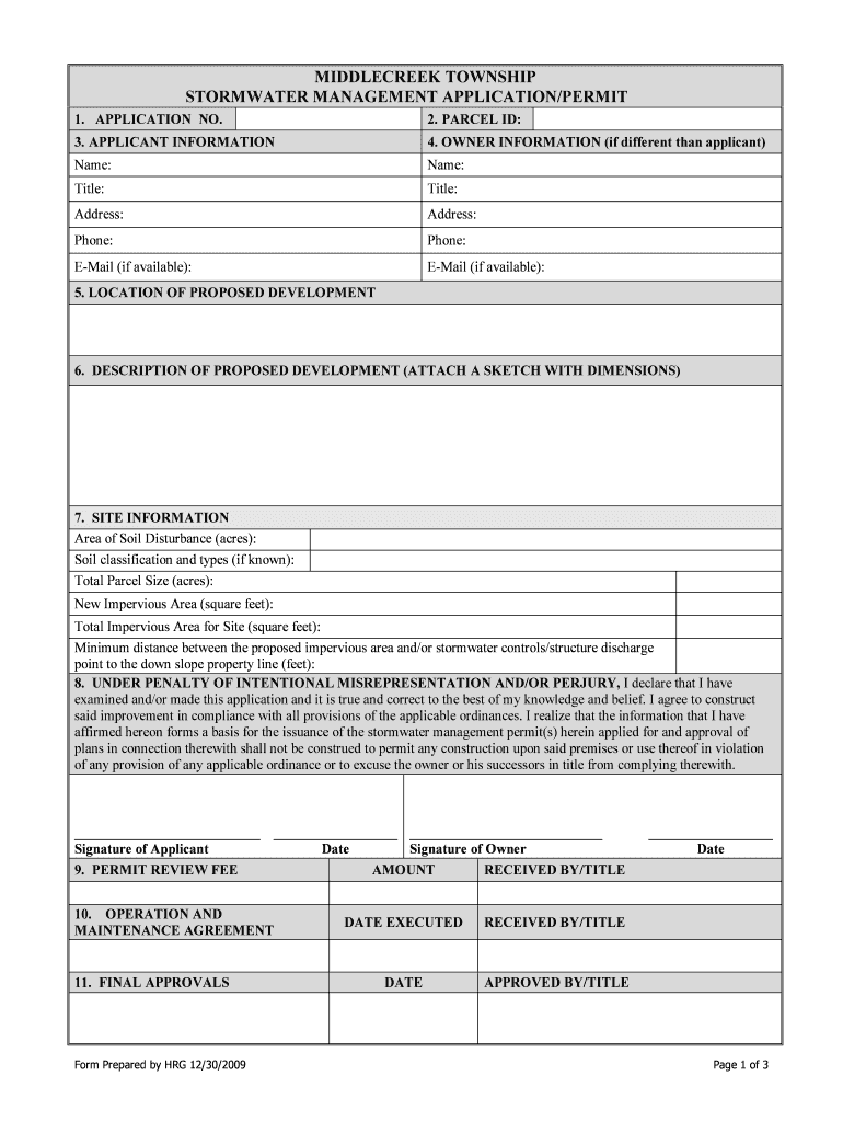 Fillable Online Stormwater Management Application/Permit Fax Email Print - pdfFiller