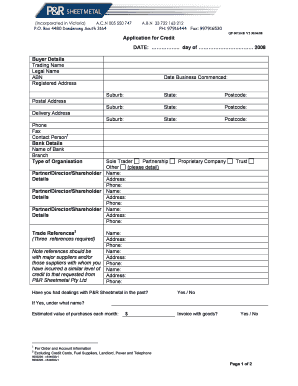 Fillable Online Credit Application Form - ParMED Fax Email Print ...