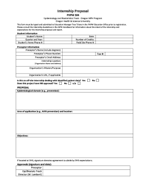 Fillable Online ohsu Internship Proposal - ohsu Fax Email Print - pdfFiller