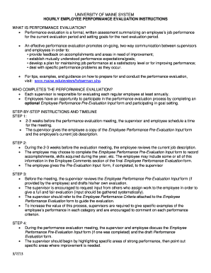 Fillable Online HOURLY EMPLOYEE PERFORMANCE EVALUATION INSTRUCTIONS Fax ...