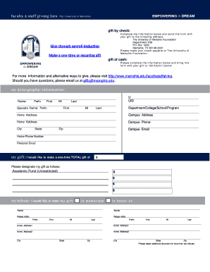 Fillable Online Faculty & Staff Giving Form Fax Email Print - pdfFiller
