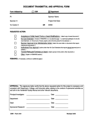 Fillable Online Document Transmittal and Approval for Sponsored ...