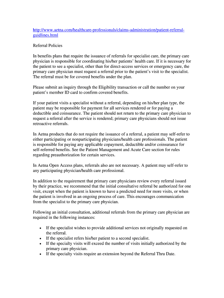 Fillable Online Referral Policies Fax Email Print - pdfFiller