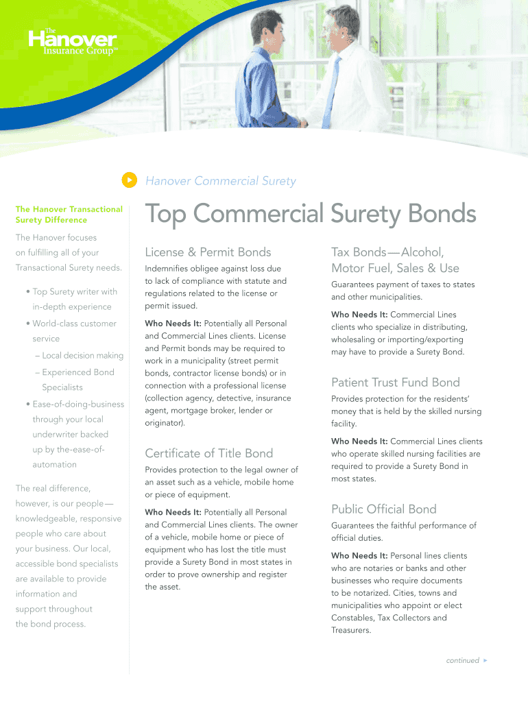 Fillable Online The Hanover Transactional Surety Difference Fax Email ...