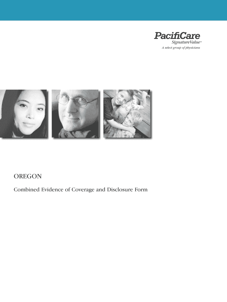 Fillable Online Combined Evidence of Coverage and Disclosure Form for ...