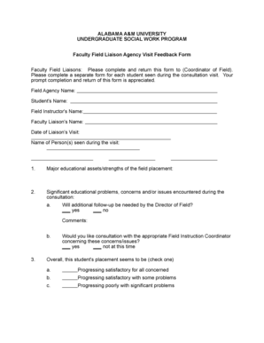 Fillable Online aamu UNDERGRADUATE SOCIAL WORK PROGRAM - aamu Fax Email ...