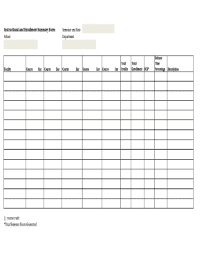 Fillable Online Instructional and Enrollment Summary Form Fax Email ...