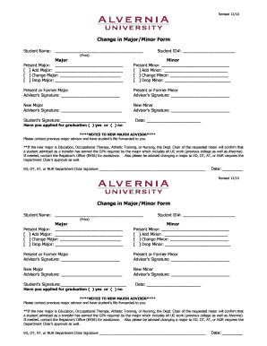 Fillable Online Change in Major/Minor Form Fax Email Print - pdfFiller