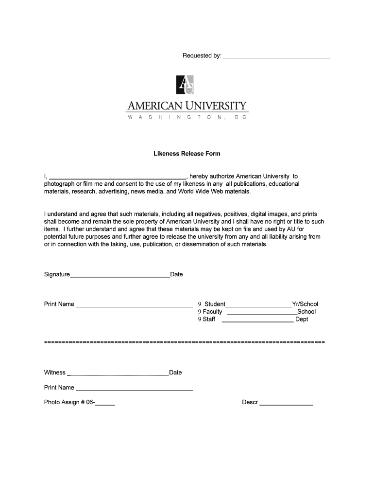 Fillable Online Likeness Release Consent Fax Email Print - pdfFiller