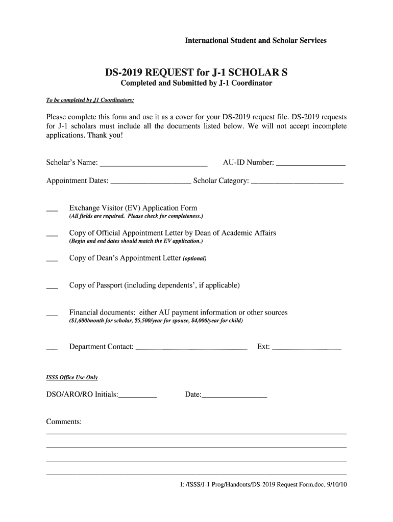 Fillable Online DS-2019 Request Form Fax Email Print - pdfFiller