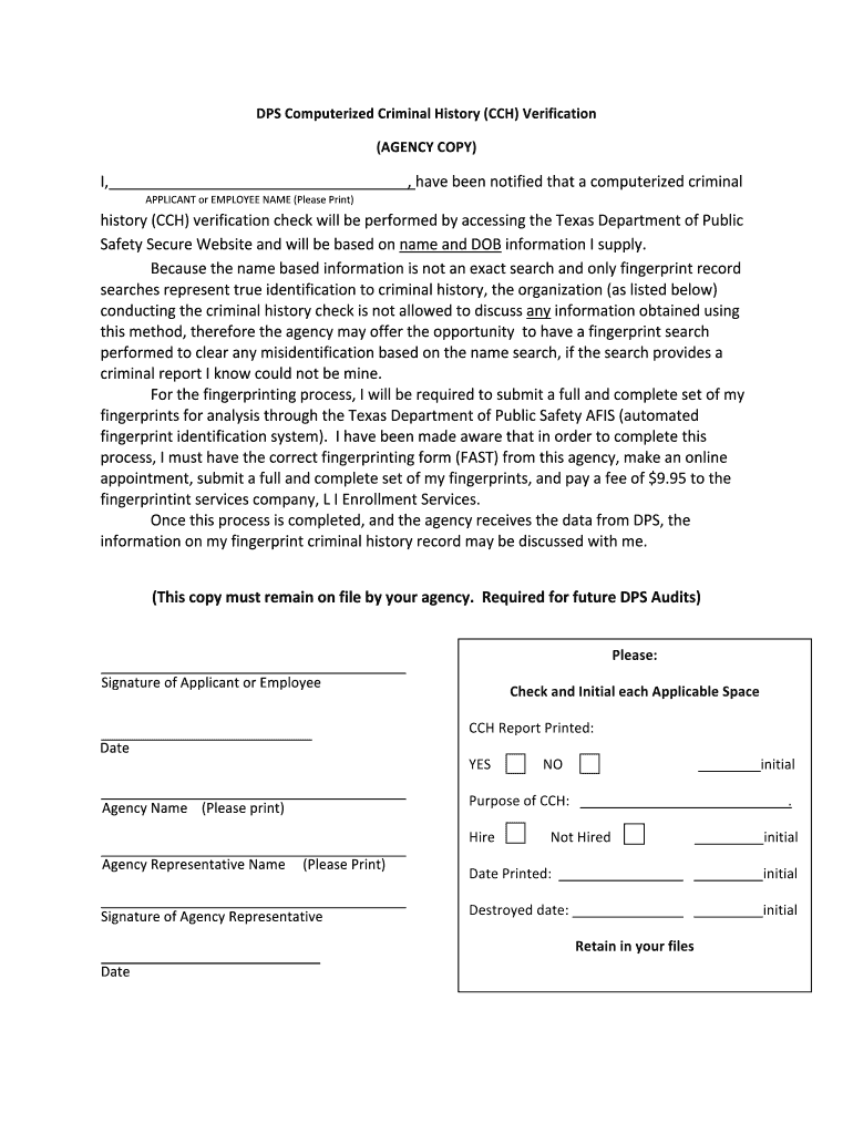 Fillable Online Criminal History Check Notification Fax Email Print ...