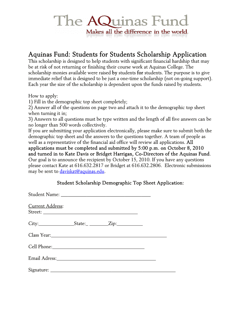 Fillable Online Students for Students Scholarship Application Fax Email Print - pdfFiller