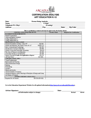 Fillable Online Certification Analysis for K-12 Education Fax Email Print - pdfFiller