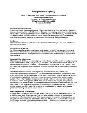 Fillable Online PES Phenylketonuria PKU.doc. Pharm.D./Ph.D. Application ...