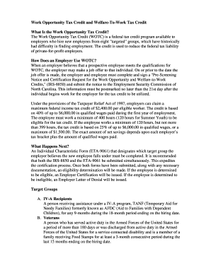 Work Opportunity Tax Credit And Welfare-To-Work Tax Credit - Ncdhhs ...