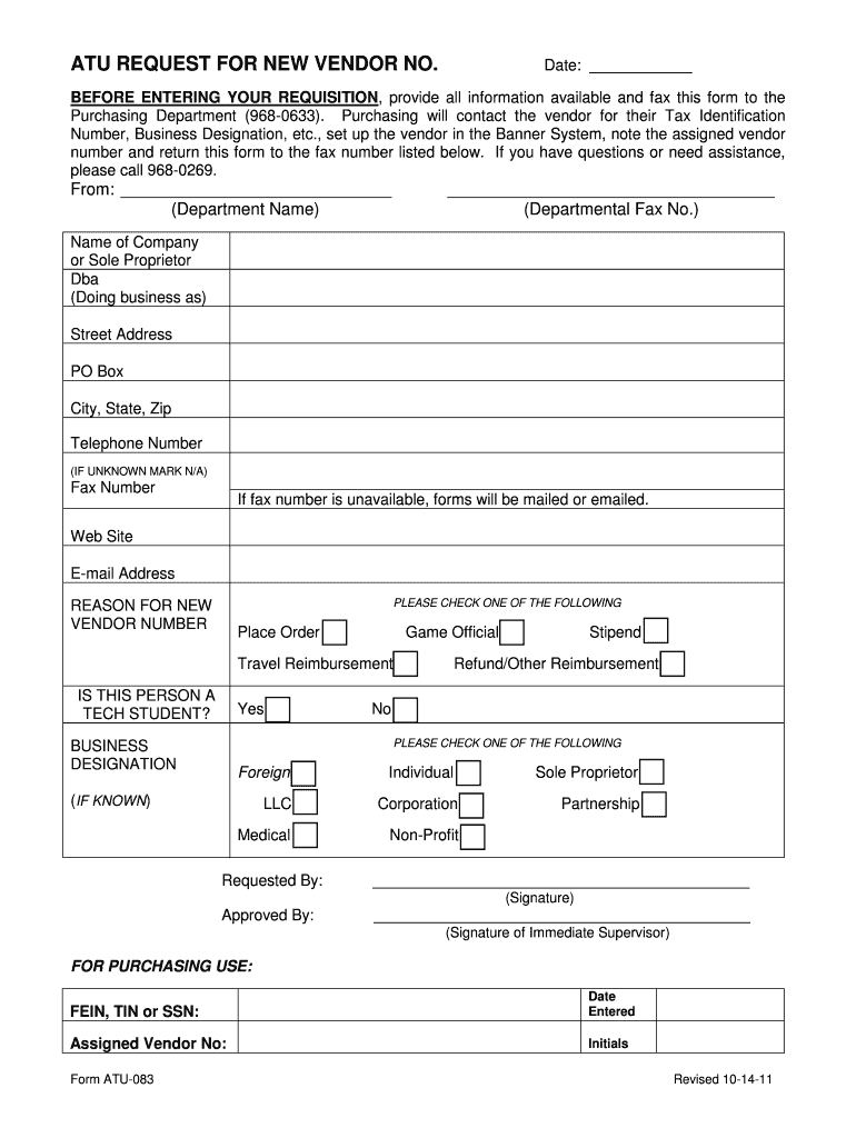 Fillable Online New Vendor Registration Form Fax Email Print - pdfFiller