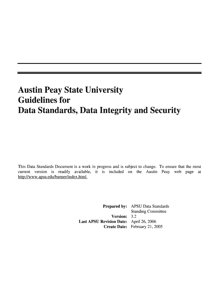 Fillable Online Guidelines for Data Standards, Data Integrity and Security Fax Email Print ...