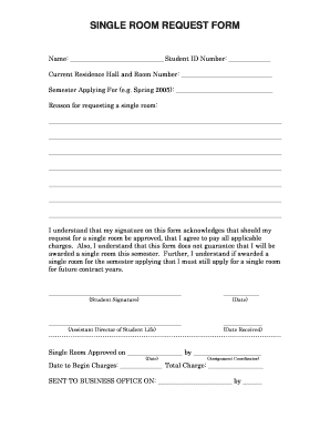 Fillable Online avila SINGLE ROOM REQUEST FORM - avila Fax Email Print ...