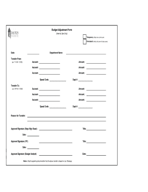 Fillable Online daltonstate Budget Adjustment Form - Dalton State ...