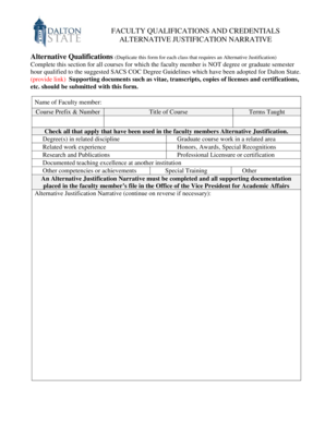 Fillable Online Faculty Qualifications and Credentials Form Fax Email ...