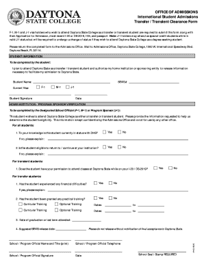 Fillable Online daytonastate Transfer / Transient Clearance Form ...