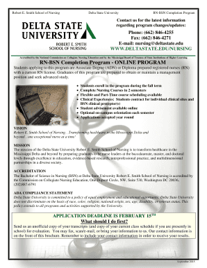 Fillable Online deltastate RN-BSN Completion Program Fax Email Print ...