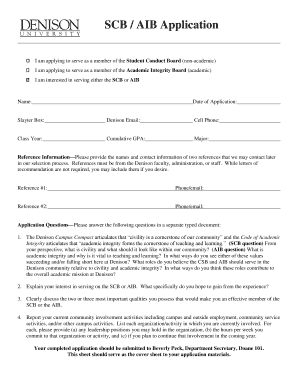 Fillable Online denison SCB / AIB Application Fax Email Print - pdfFiller