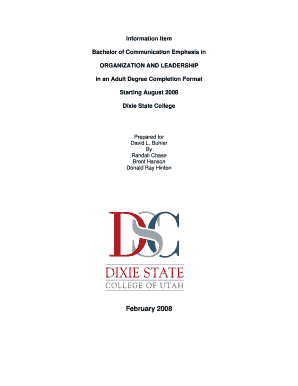 Fillable Online dixie Bachelor of Communication Emphasis - Dixie State College of Utah - dixie ...