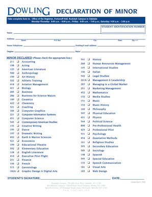 Fillable Online dowling Minor Declaration Form - dowling Fax Email ...