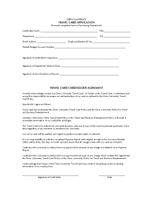 Fillable Online Travel Card Application Fax Email Print - pdfFiller
