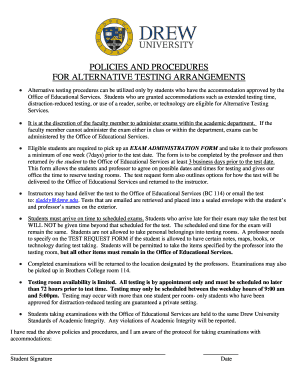 Fillable Online drew POLICIES AND PROCEDURES FOR ALTERNATIVE TESTING ...