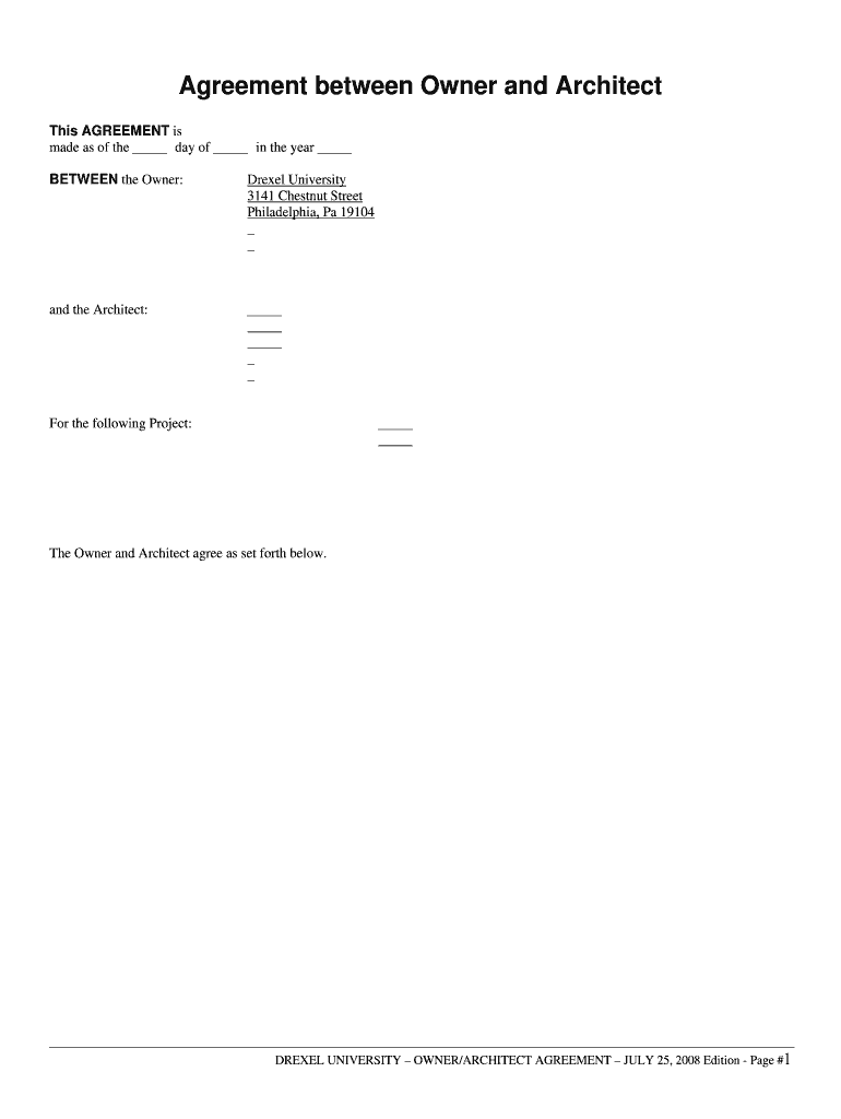 Fillable Online Owner/Architect Agreement Fax Email Print - pdfFiller