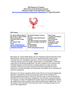 Fillable Online Sterling Master Plan RFP 2009 - Bon Secours Health ...