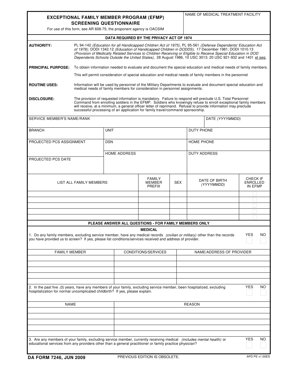 Printable Efmp Form - Printable Forms Free Online