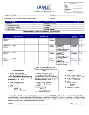 Fillable Online Qualified Life Event Change Form Fax Email Print ...