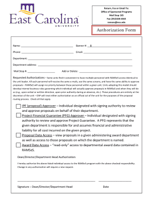 Fillable Online ecu RAMSeS Approval Authorization Form Fax Email Print - pdfFiller