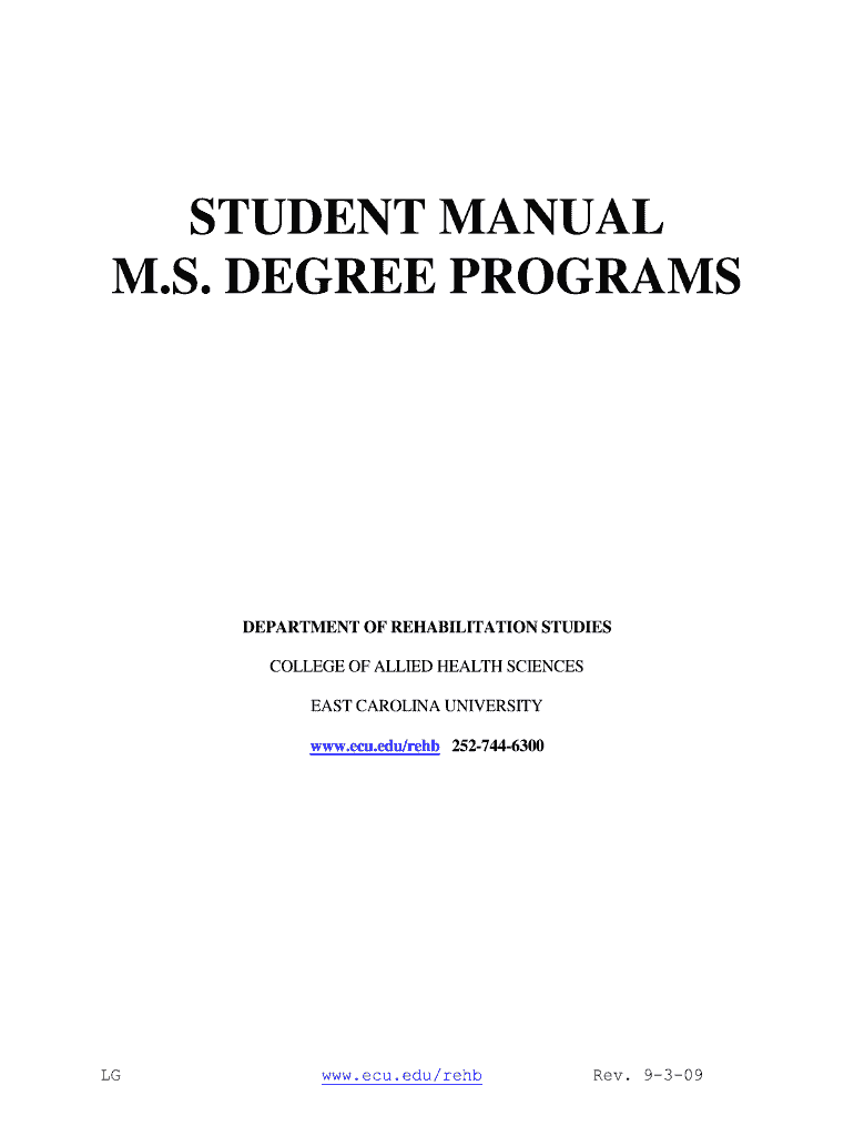 Fillable Online ecu Student manual ms degree programs - East Carolina University - ecu Fax Email ...