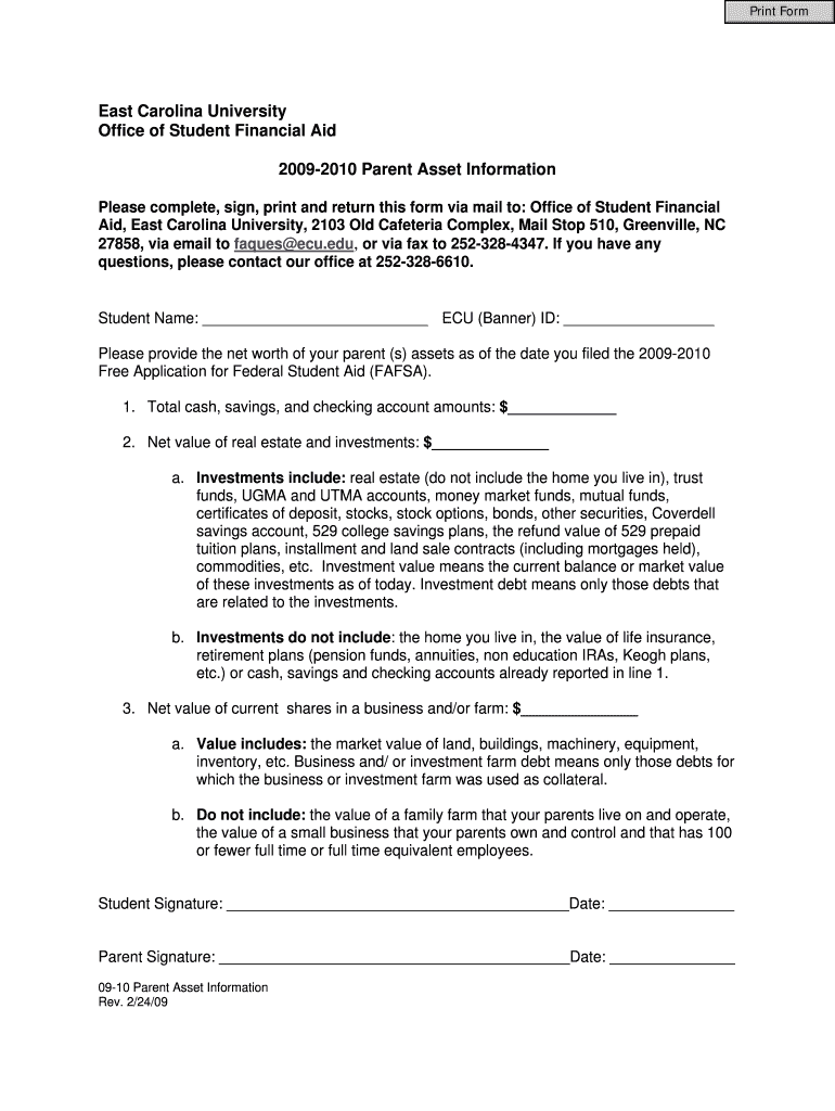 Fillable Online Parent Asset Information Form Fax Email Print - pdfFiller