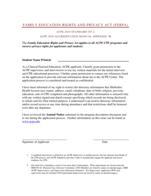 Fillable Online FAMILY EDUCATION RIGHTS AND PRIVACY ACT (FERPA) Fax Email Print - pdfFiller