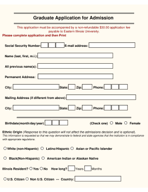 Fillable Online eiu EIU - Graduate Application for Admission - Eastern ...