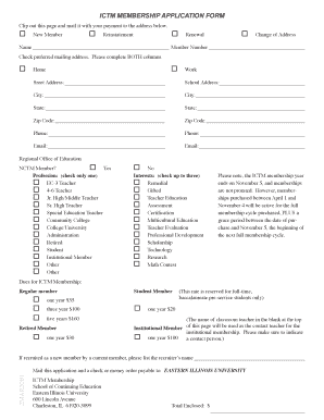 Fillable Online eiu Printable Membership Application - Eastern Illinois University - eiu Fax ...