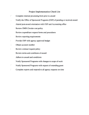 Fillable Online ecsu Project Implementation Check List0912 Fax Email ...