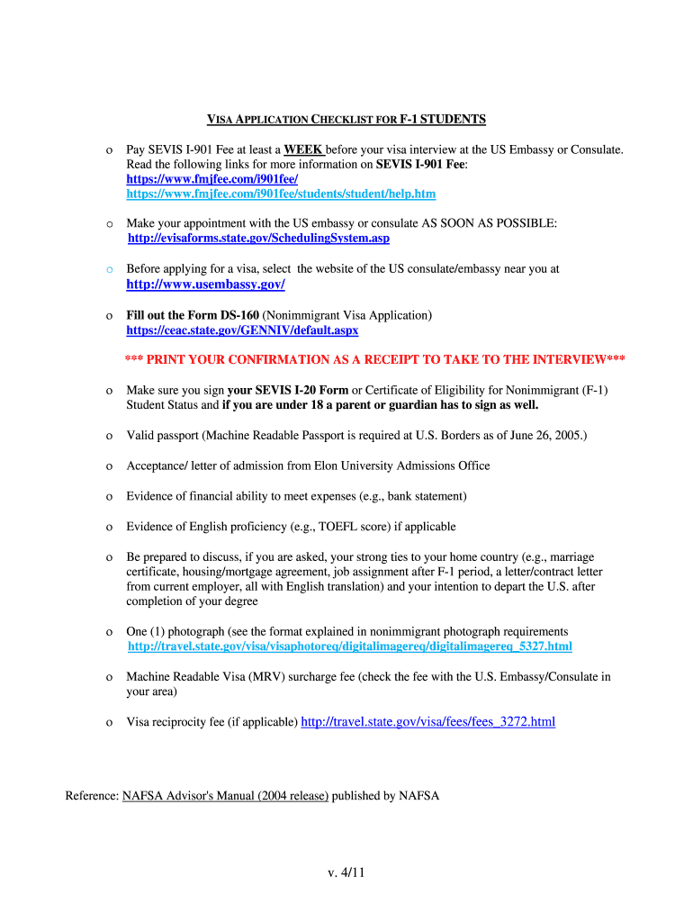 Fillable Online VISA APPLICATION CHECKLIST Fax Email Print - pdfFiller